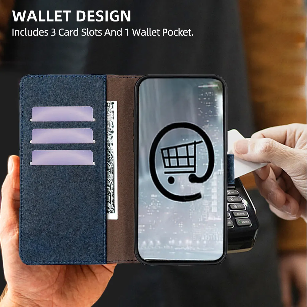 Stylish Leather Flip Case with RFID Protection for Moto Edge 50 5G ...