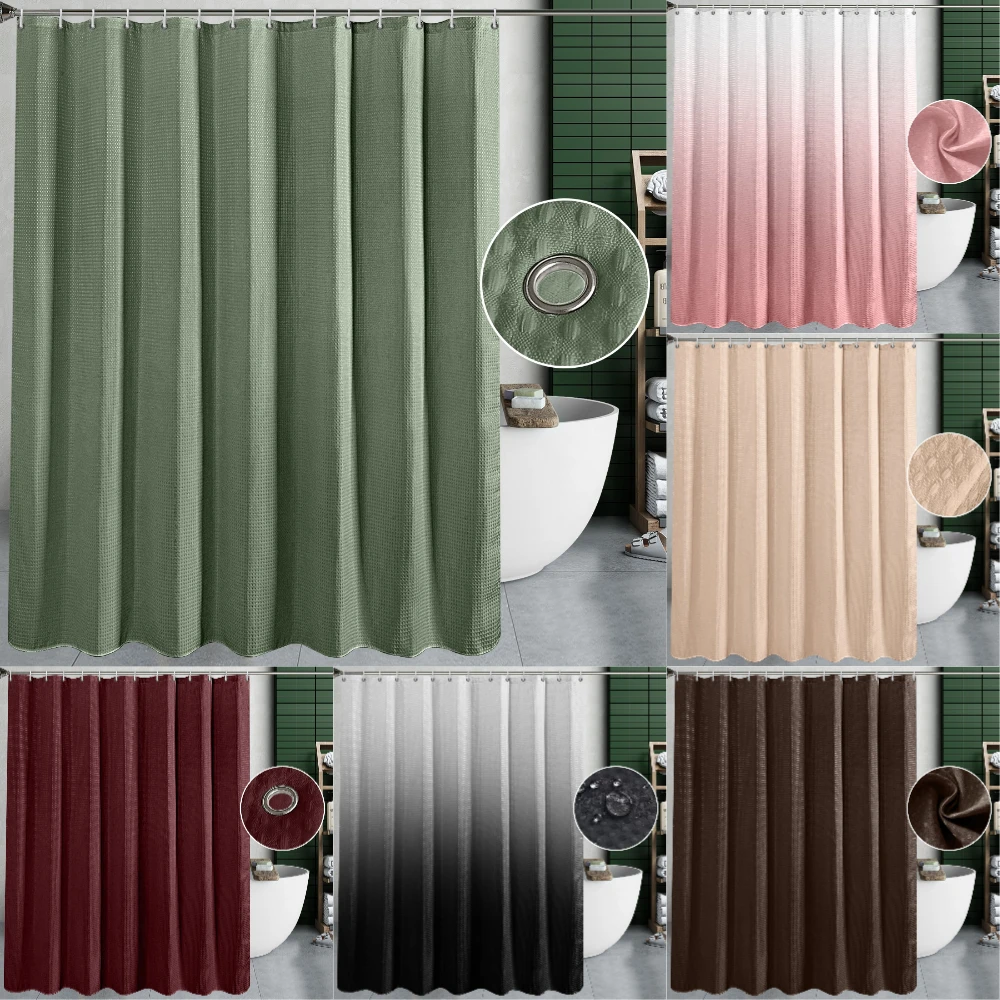 Pure-Color-Long-Black-Shower-Curtains-Bath-and-Beyond-Waterproof ...