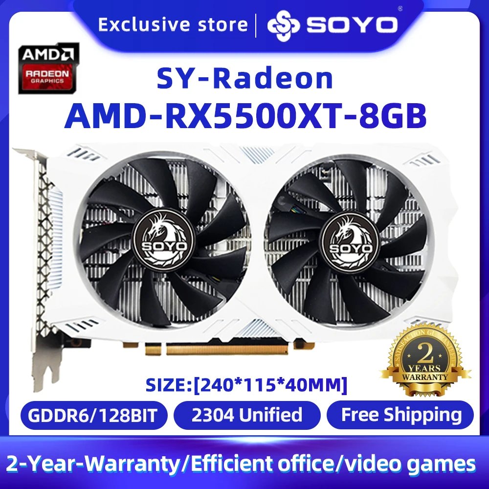 Soyo-original-rx5500xt-8gb-placa-gr-fica-gpu-gddr6-128bit-8pin-7nm-hdmi ...