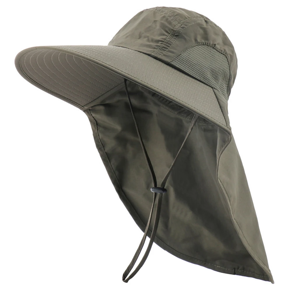 Men-Women-Fishing-Sun-Hat-Outdoor-Water-Repellent-Polyester-Wide-Brim ...