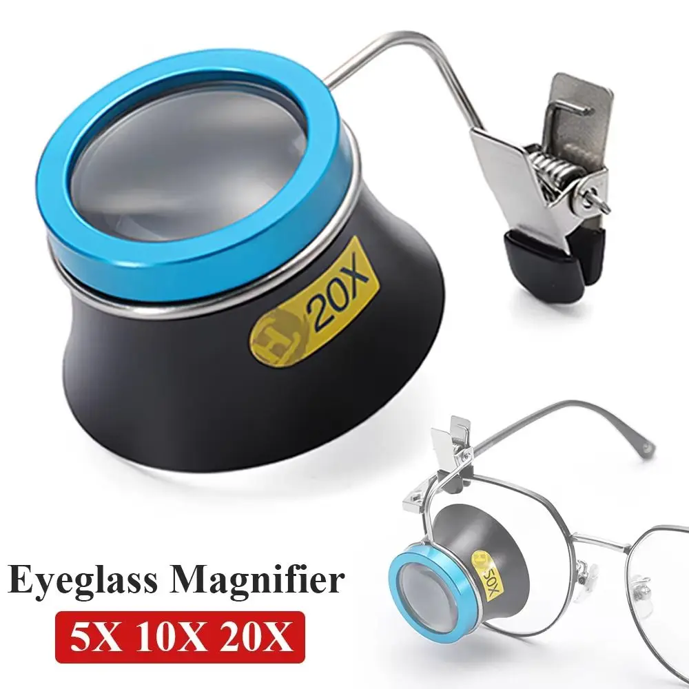 1Pcs Durable 5X 10X 20X Eyeglass Magnifier Clip-On Eye Loupe Loupe ...
