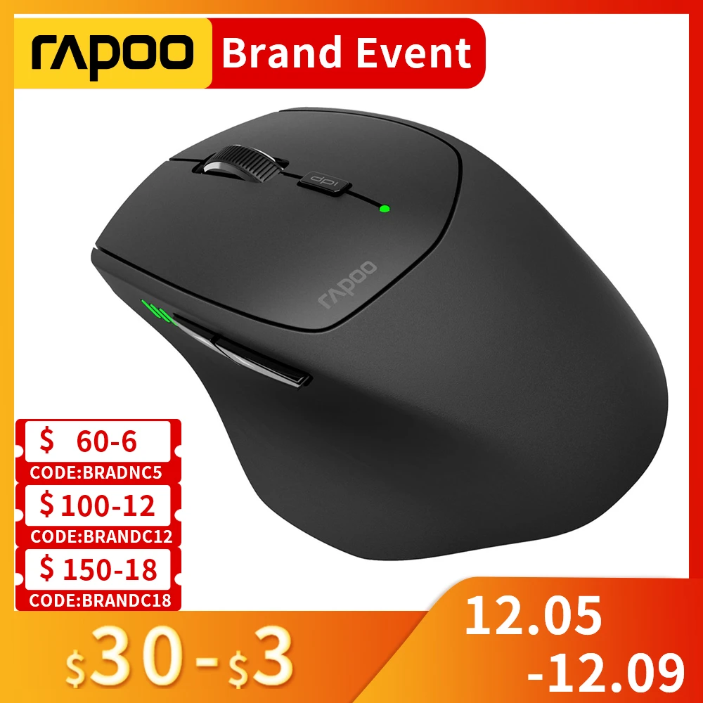 Rapoo Mt550 Multi-mode Wireless Mouse Ergonomic Mouse 4 Adjust Dpi ...