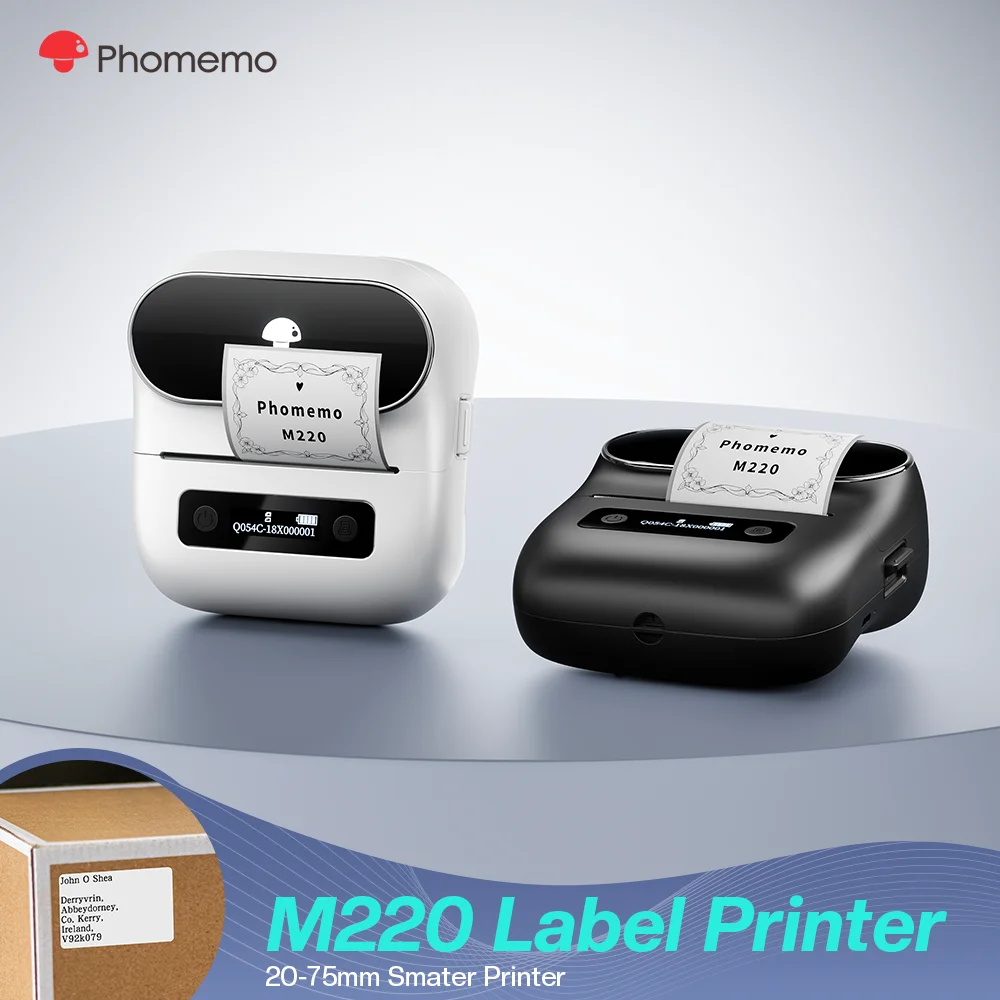 Phomemo M220 Label Printer 20-75mm Thermal Label Maker for Barcode ...