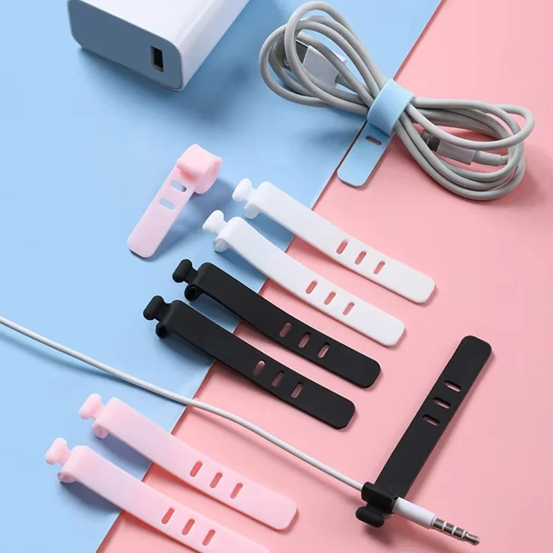 4/12/20PCS Cable Organizer Ties Clip Charger Cord Management Silicone ...
