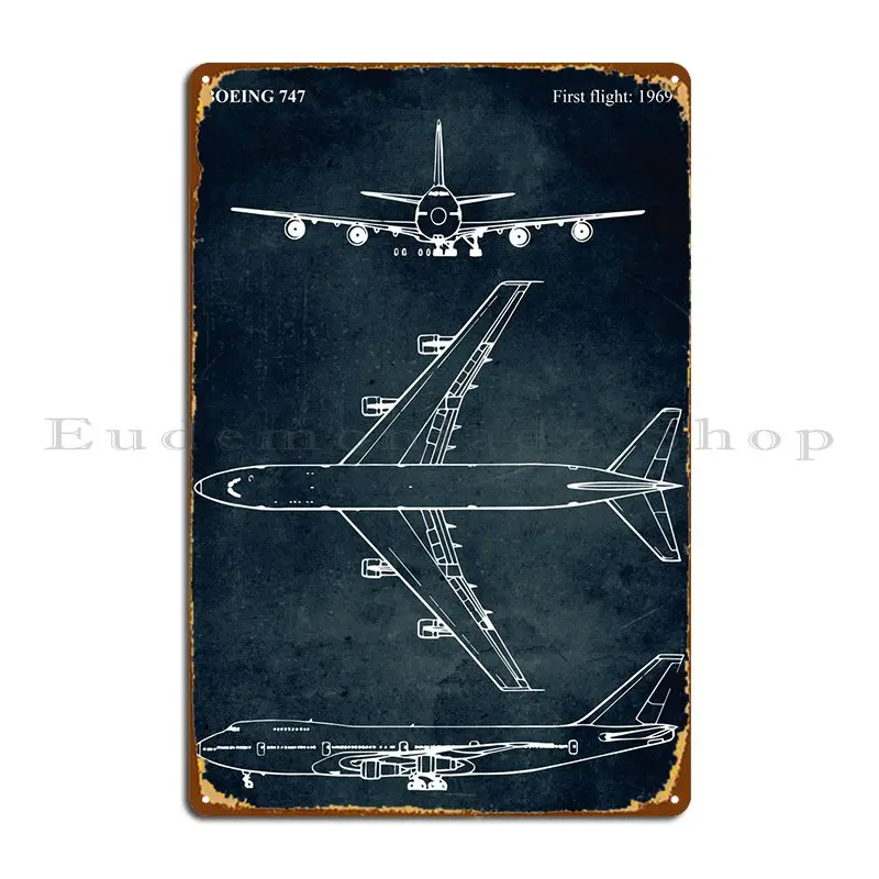 No006 - Boeing 747 - First Flight 1969 Metal Sign Garage Plaques ...