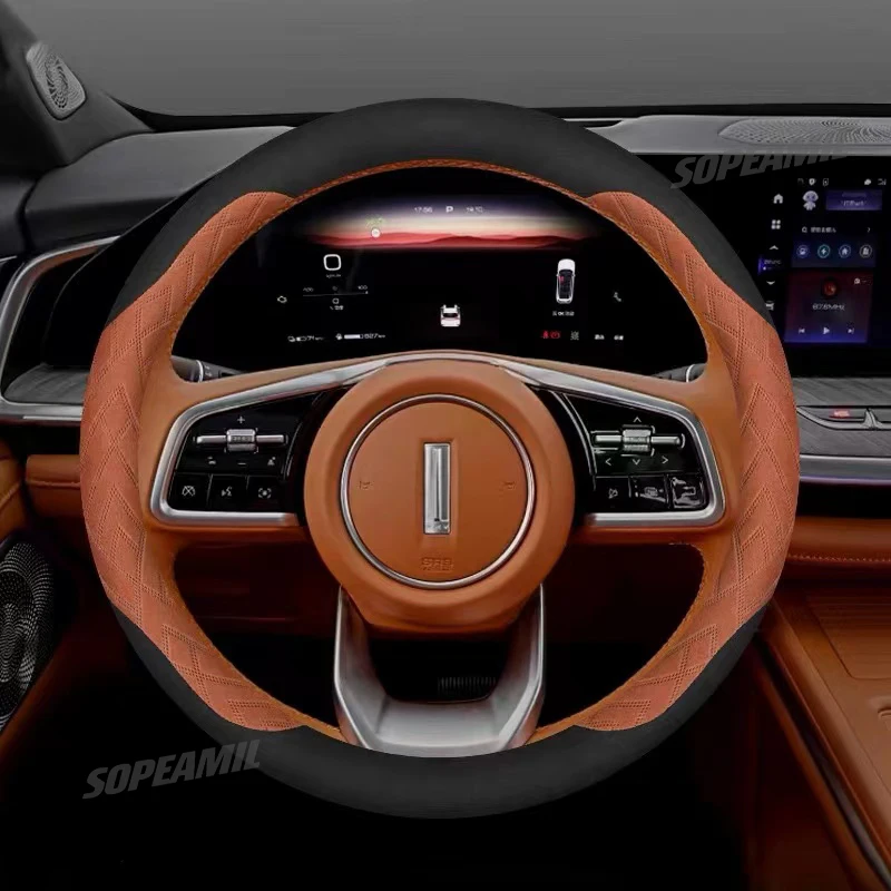 Anti-Slip-Microfiber-Leather-Car-Suede-Steering-Wheel-Cover-For-GWM-WEY ...
