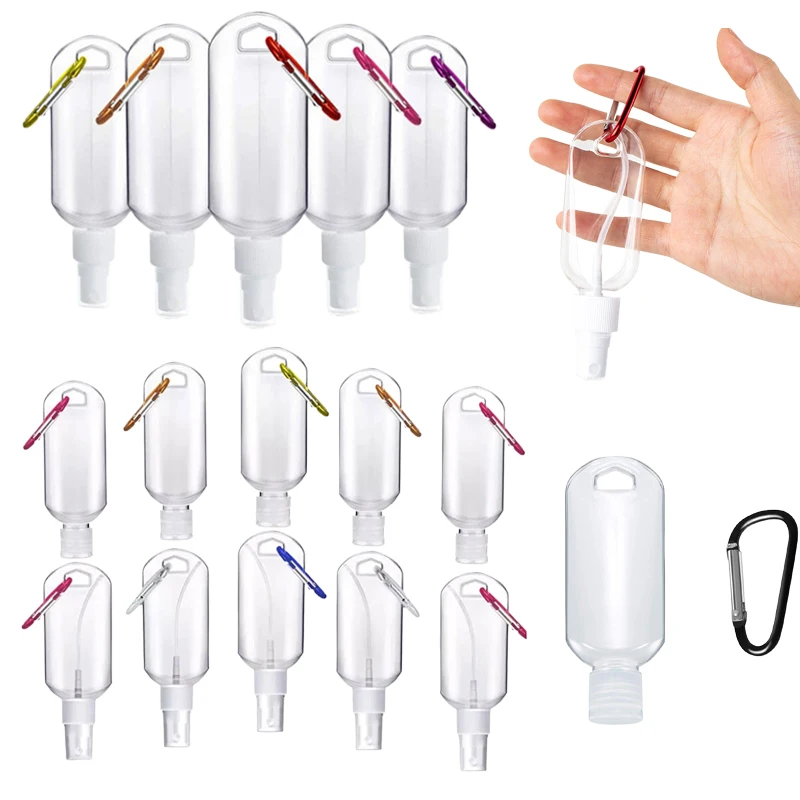 5Pcs-30-50-60ml-Mini-Refillable-Travel-Plastic-Keychain-Bottles-Empty ...