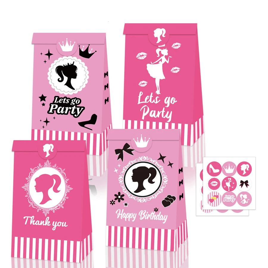 12-Pieces-Girls-Princess-Bags-with-Let-s-Go-Party-Red-Cardboard-Cute ...