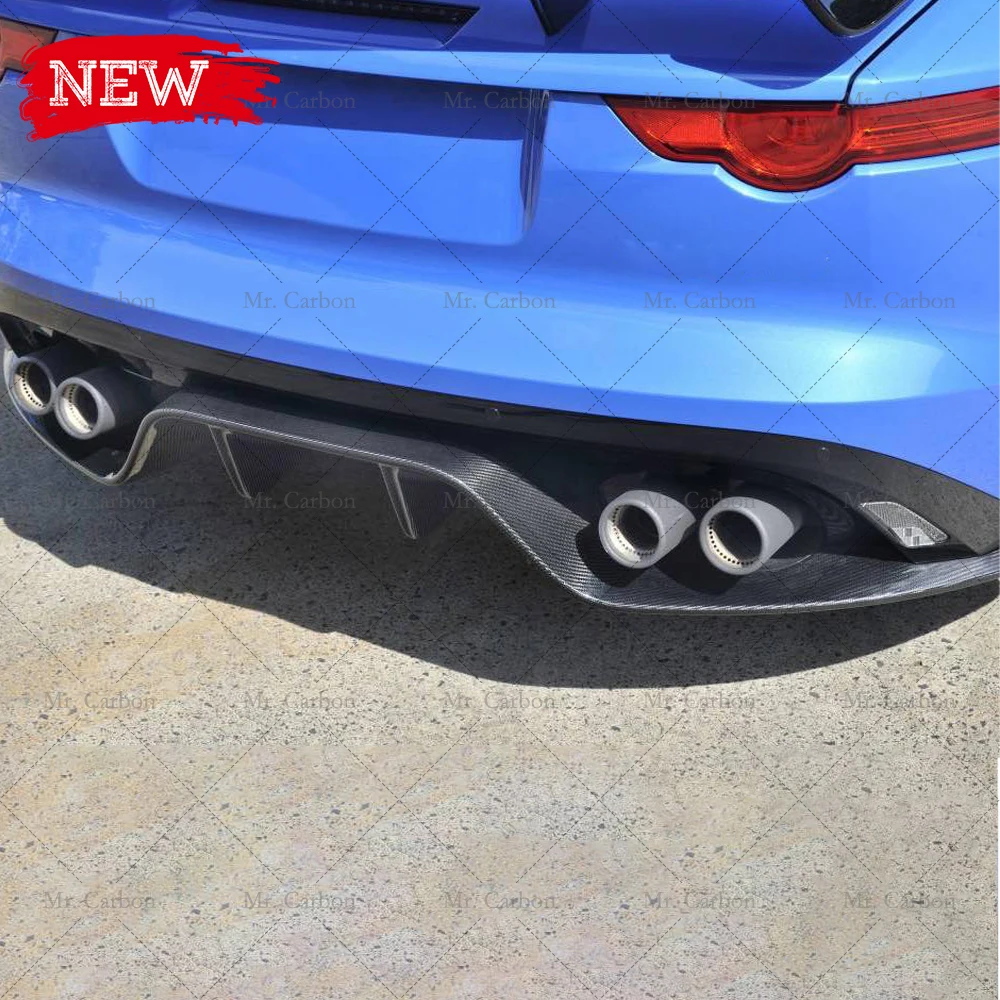 FOR JAGUAR F-TYPE SVR COUPE P7-STYL CARBON FIBER REAR BUMPER DIFFUSER ...