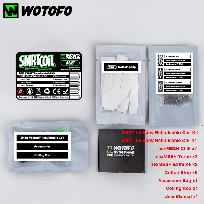 Original-Wotofo-SMRT-nexMINI-Sub-Ohm-Tank-Rebuildable-Coil-Kit-For ...