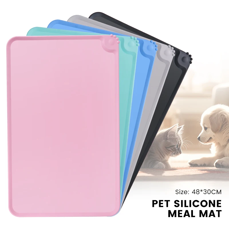 Cat-Feeding-Mat-Waterproof-Solid-Color-Silicone-Pet-Food-Pad-Pet-Bowl ...