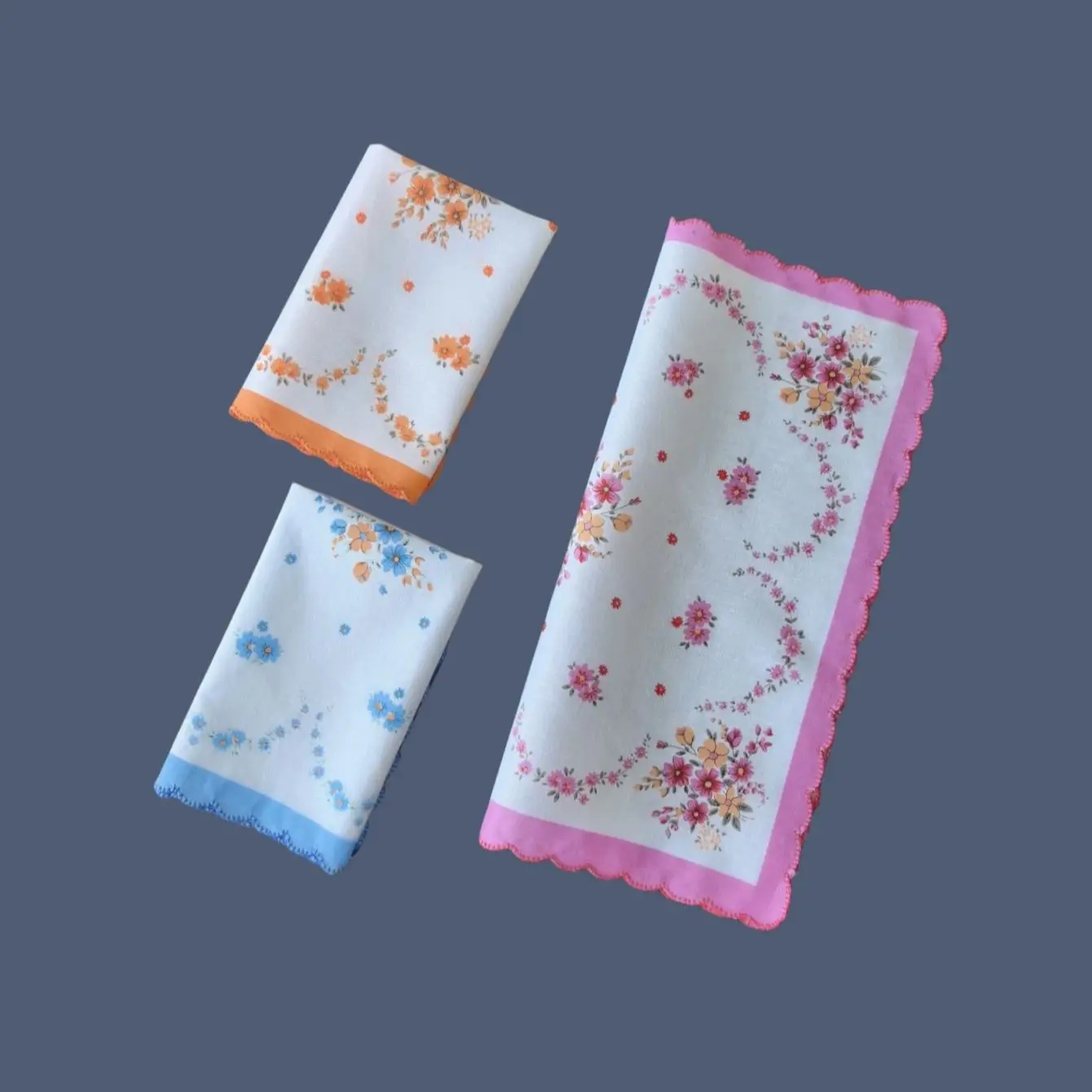 Thin feel 11.6inch/29.5cm cotton crescenta women's printed handkerchief ...