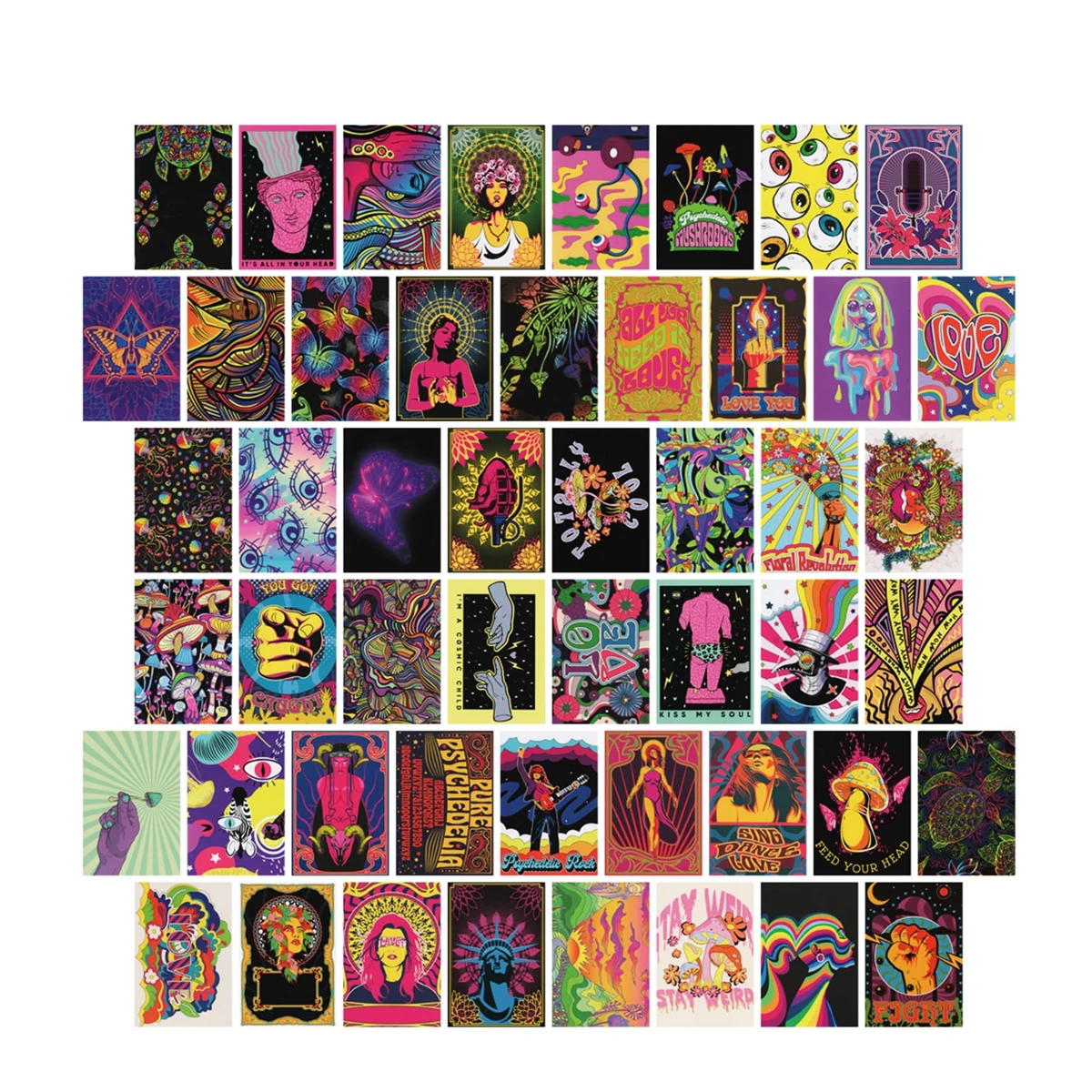 50-PCS-Retro-Vintage-Hippie-Trippy-Wall-Collage-Kit-Aesthetic-Pictures ...