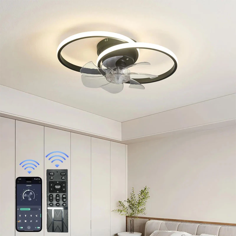 2 in 1 Modern Smart Ceiling Fan Bedroom Ceiling Fan With Light And ...
