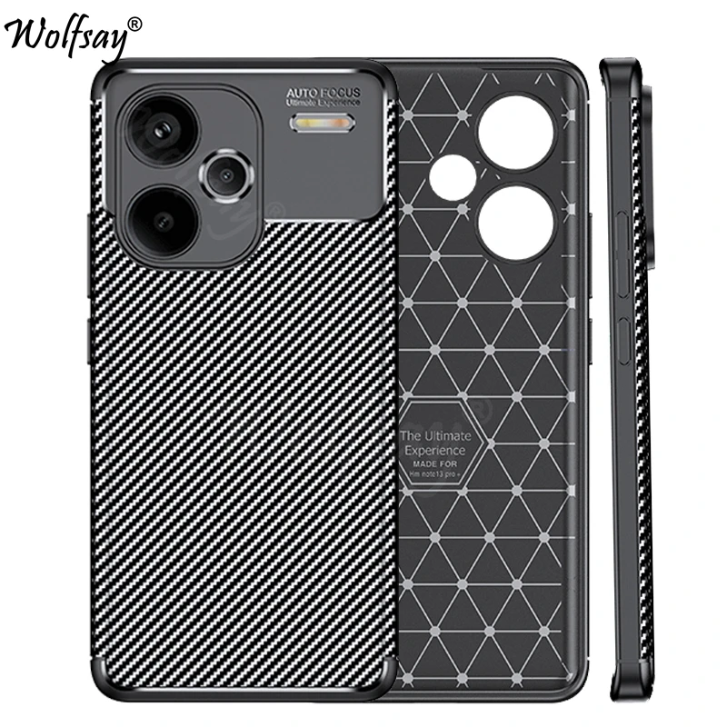 For Redmi Note 13 Pro Plus Case Silicone Carbon Fiber Back Cover Redmi ...