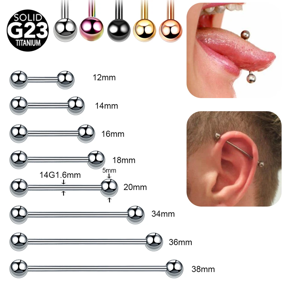 Titanium-Barbell-Industrial-Piercing-Tongue-Ring-External-Threaded ...