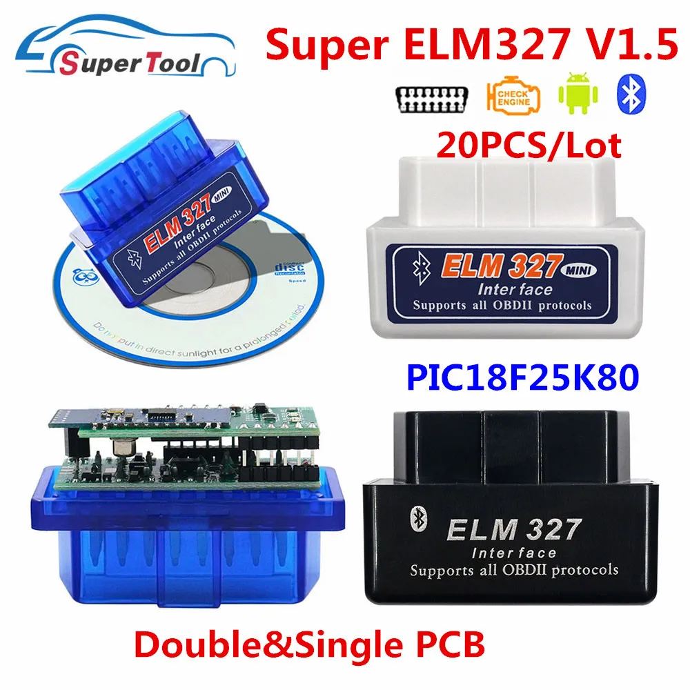 20PCS/Lot OBD2 Code Scanner ELM327 1.5 Car Diagnostic Tool ELM 327 ...