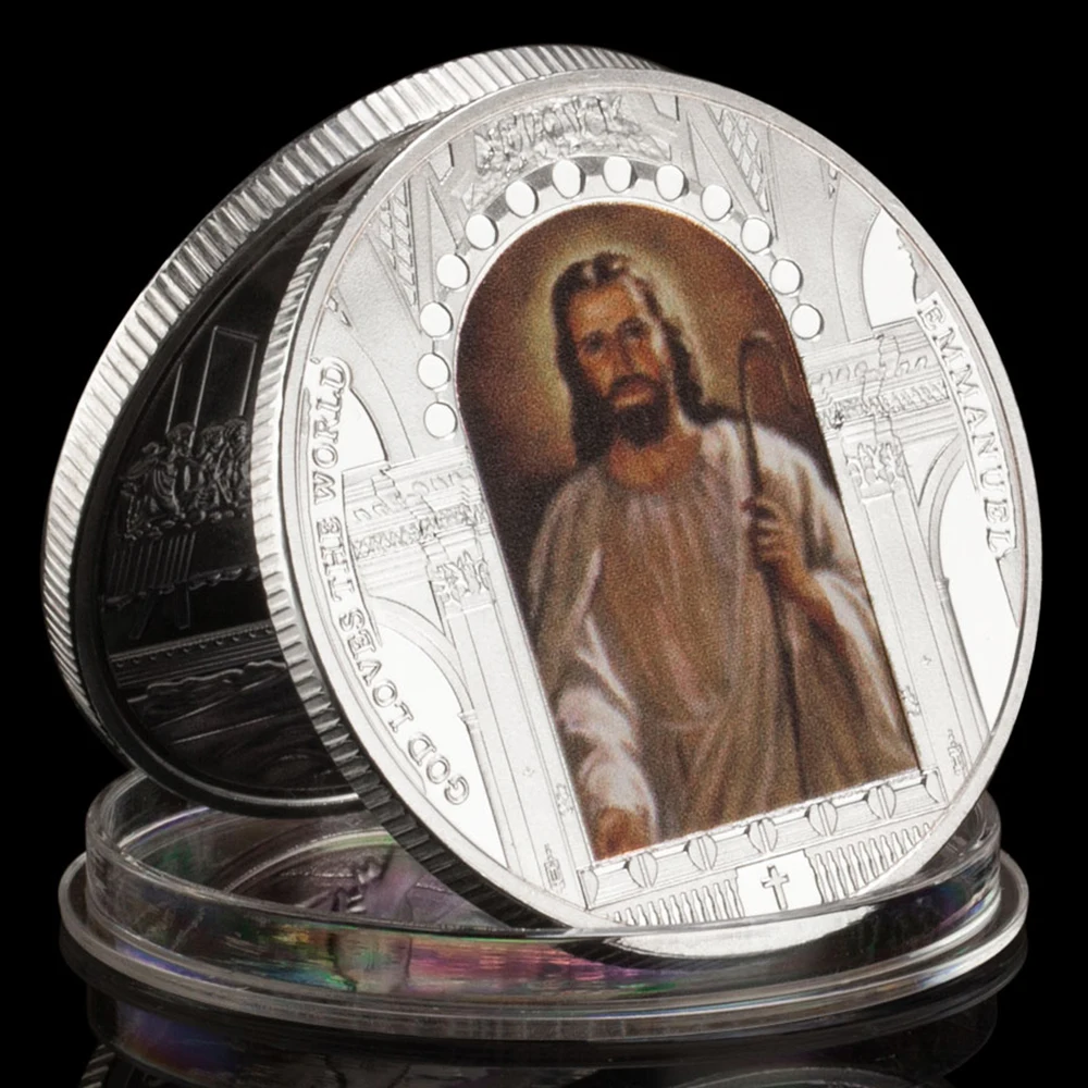 Silver-Plated-Coin-Jesus-Pattern-God-Loves-The-World-Souvenir ...