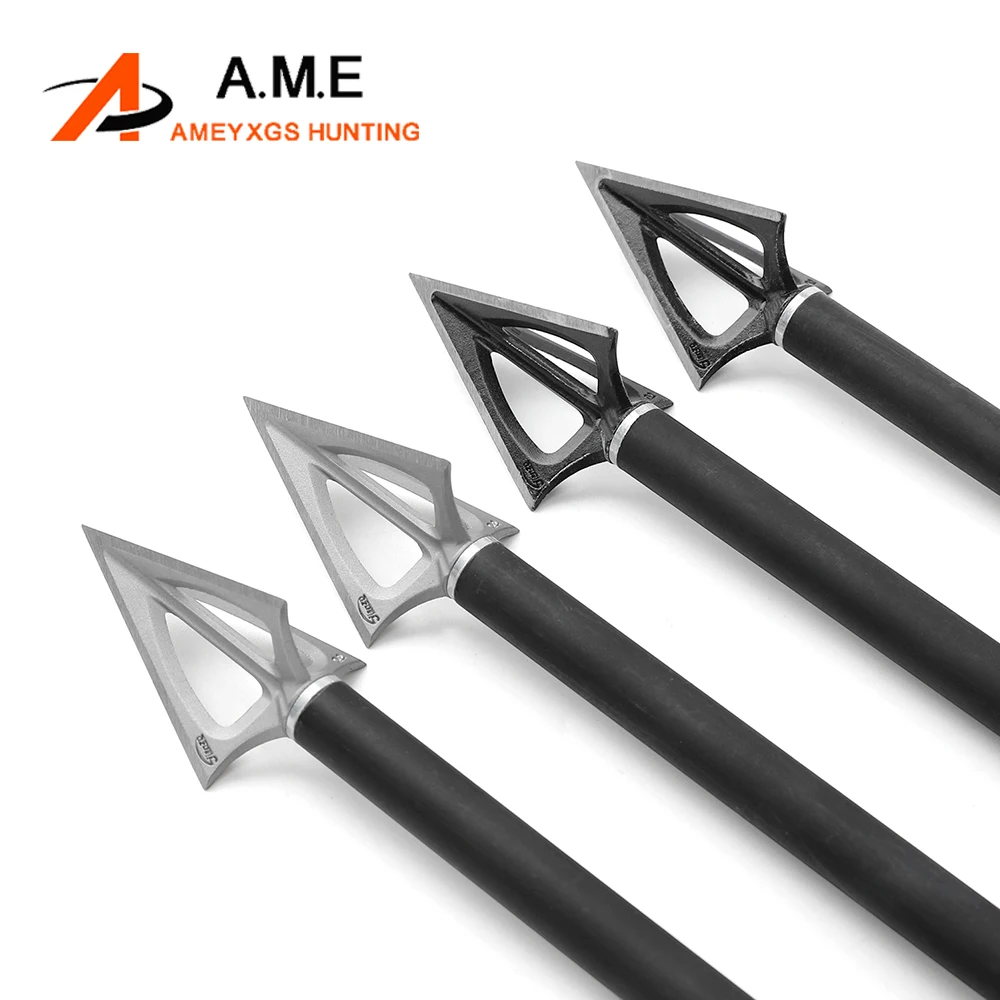 6/12pcs Hunting Broadhead 100 Grain Stainless Steel Blade Arrowheads ...