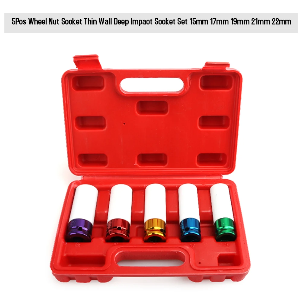 5Pcs-Car-15mm-17mm-19mm-21mm-22mm-alloy-thin-wall-wheel-nut-deep-impact ...