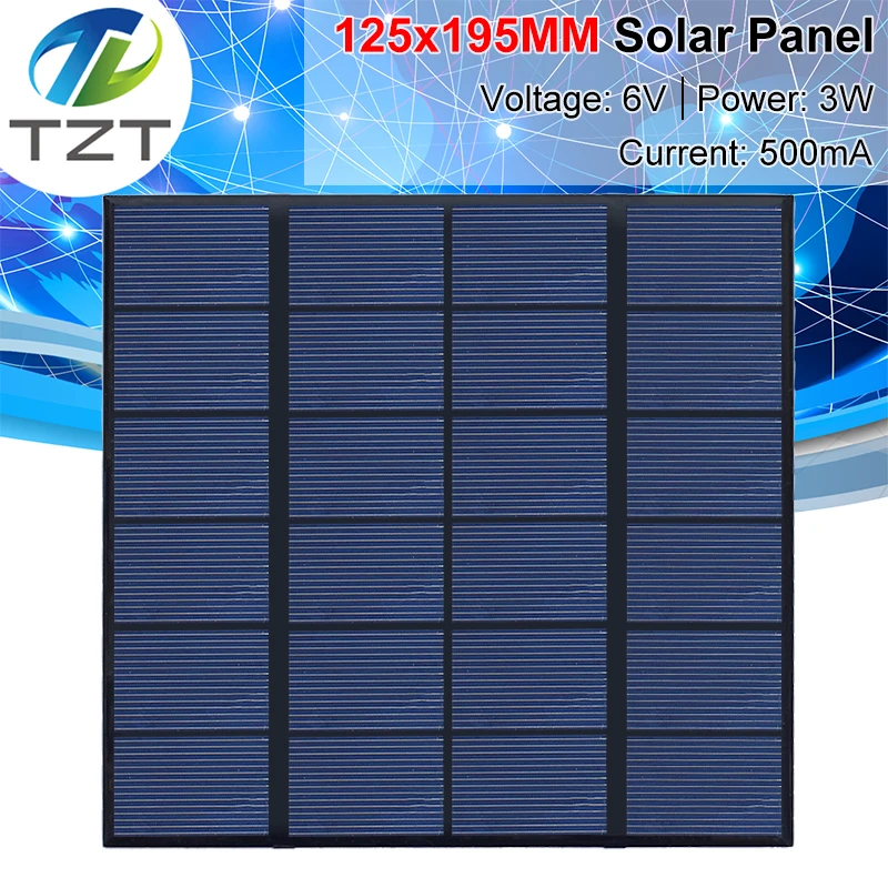 1/3PCS TZT 6V 500mA 3W Solar Panel Polycrystalline 145*145MM Mini ...