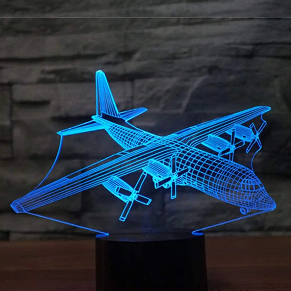 Aircraft-Plane-3D-Led-Lamp-Abstractive-Optical-Illusion-Night-Light-7 ...