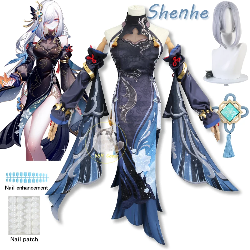 Shenhe-Cosplay-Costume-Genshin-Impact-Frostflower-Dew-Uniform-Wig-Anime ...