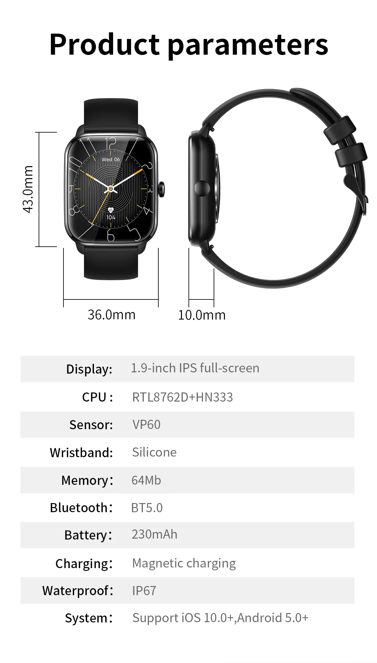 SENBONO Women Men Smartwatch Bluetooth Call 1.9 Inch Sport Watch ...