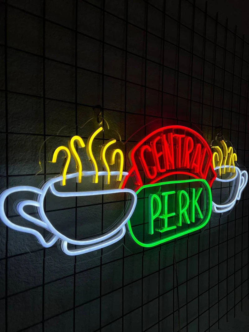 Central Perk Cafe Metal Sign Wall Art LED Light, Friends, 47% OFF