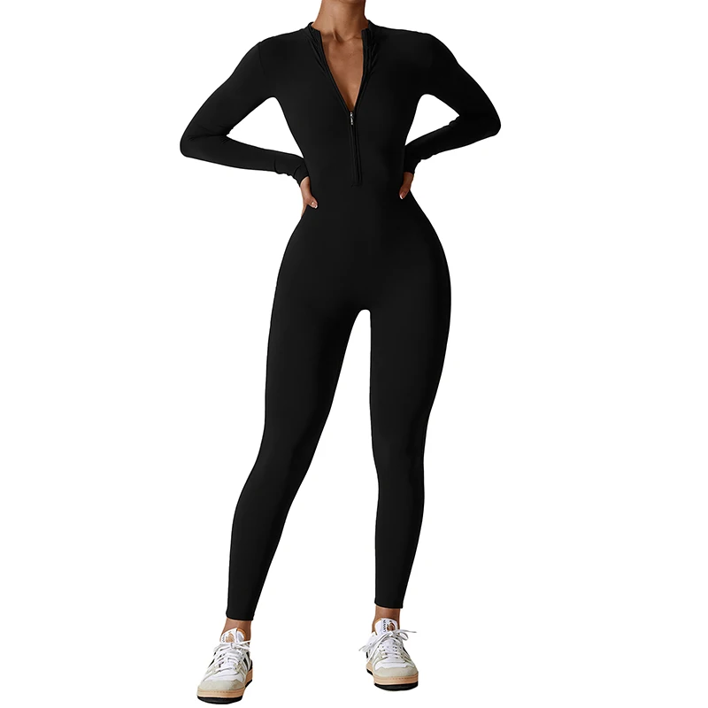 Yoga-Jumpsuit-Women-Seamless-Sports-Zipper-Jumpsuit-Set-Gym-Long-Sleeve-Fitness-Suit-Elastic-Gym ...