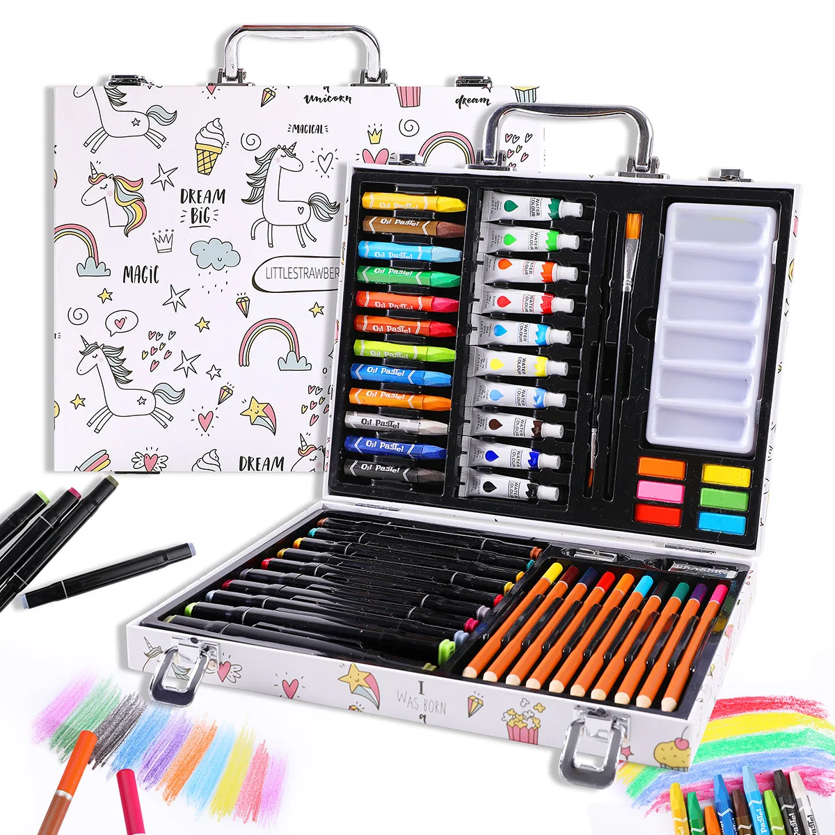 53-Pcs-Kids-Art-Set-Children-Drawing-Set-Water-Color-Pen-Crayon-Oil ...