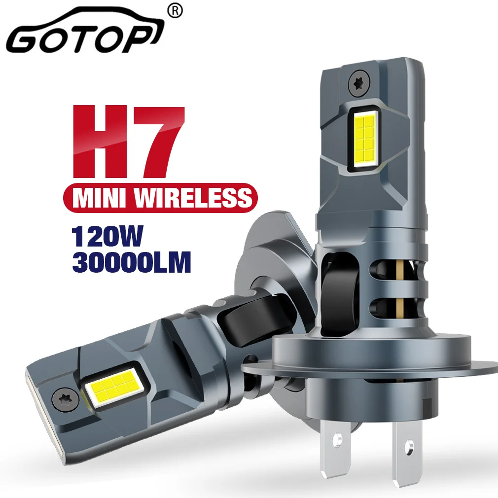 2pcs H7 Turbo Led H7 Powerful LED Headlight Bulb Mini Wireless CSP 120W 30000LM 12V Automobile ...