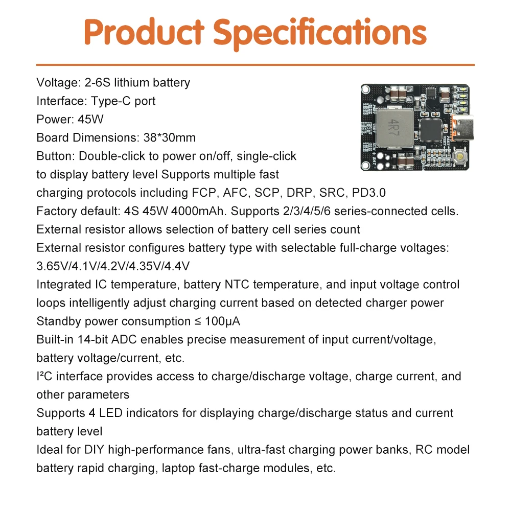 2-6S Bidirectional High-Power Charge/Discharge Module Supports PD 45W ...