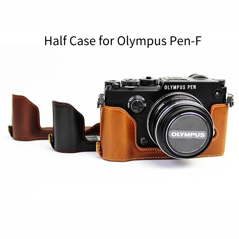 Half-Case-for-Olympus-Pen-F-Camera-Bottom-Opening-Version-Protective-PU ...