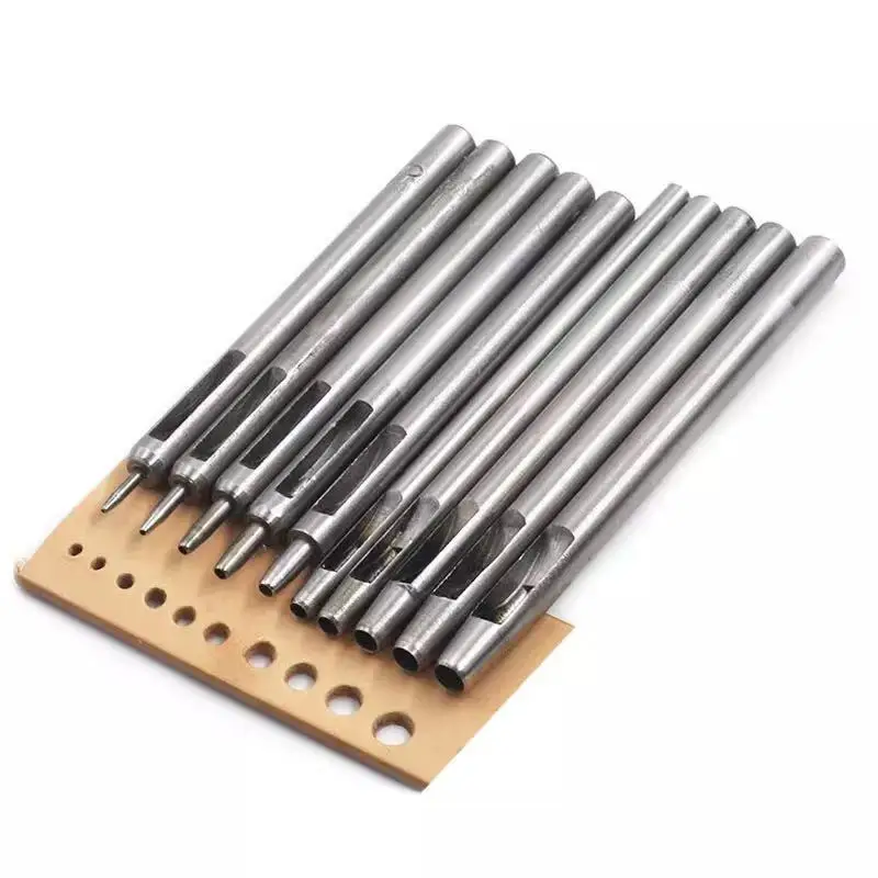 10pcs-set-DIY-handmade-round-hollow-drill-bit-leather-punch-tool-belt ...