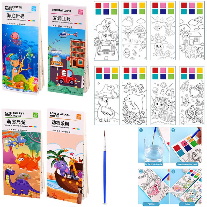 20-Pages-Toddler-Coloring-Book-Magic-Paint-With-Water-Painting-Toy ...
