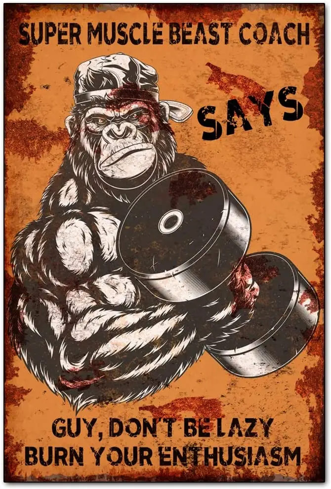 Fitness Beast Gorilla Retro Design Tin Metal Signs Wall Art | Póster ...