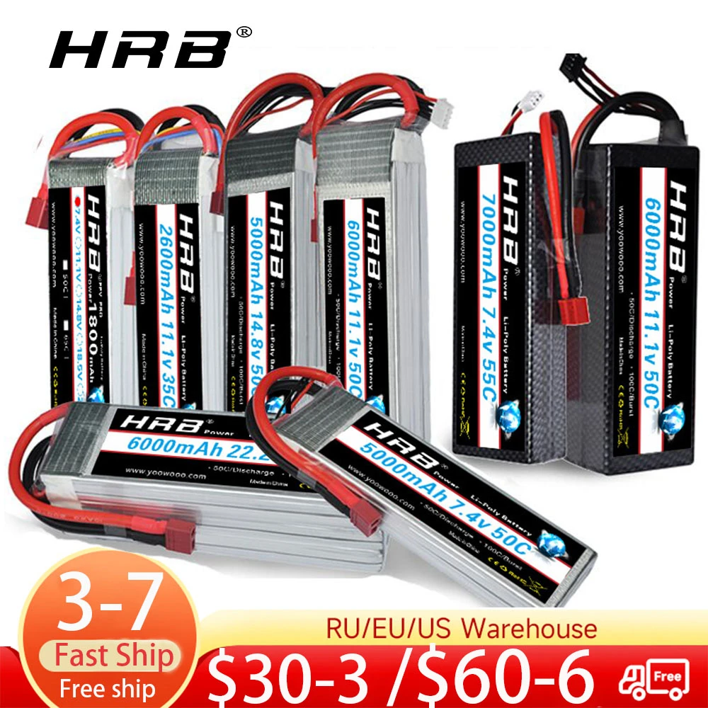 Hrb Lipo Battery 2s 3s 4s 6s 11.1v 22.2v 5000mah 6000mah 3300mah 2200mah 4200mah 5200mah 7000mah ...