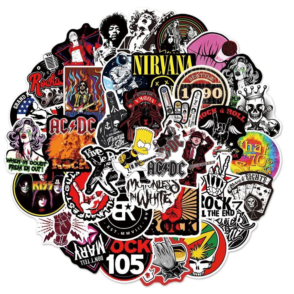 54pcs-Vintage-Music-Rock-Stickers-For-Scrapbook-Guitar-Motorcycle-Ipad ...