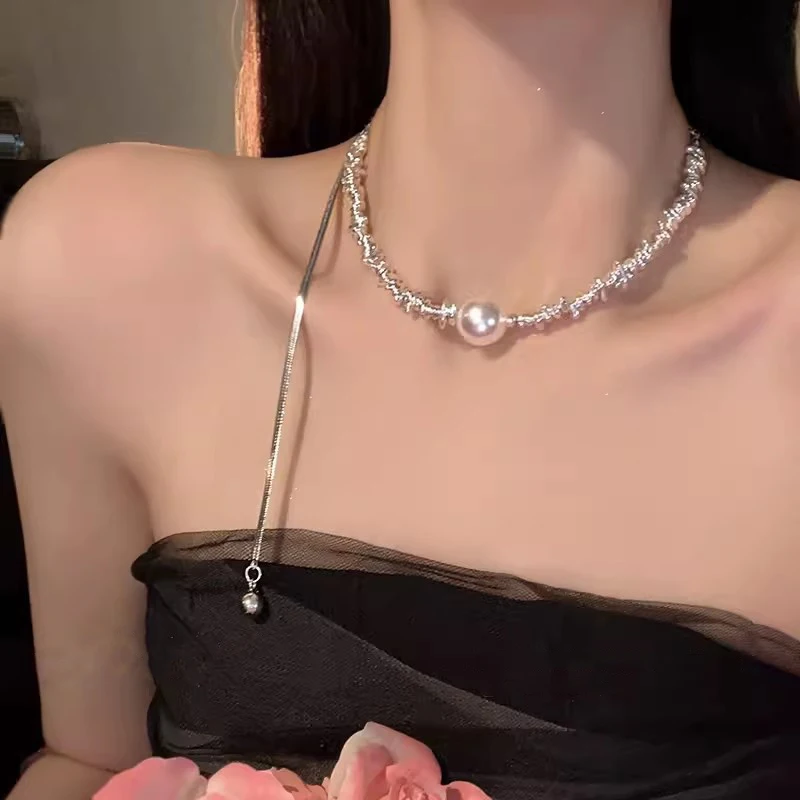 Adjustable-Pull-Out-Pearl-Pendant-Necklace-for-Women-Elegant-Choker-Necklace-Pearl-Zircon-Y2K ...