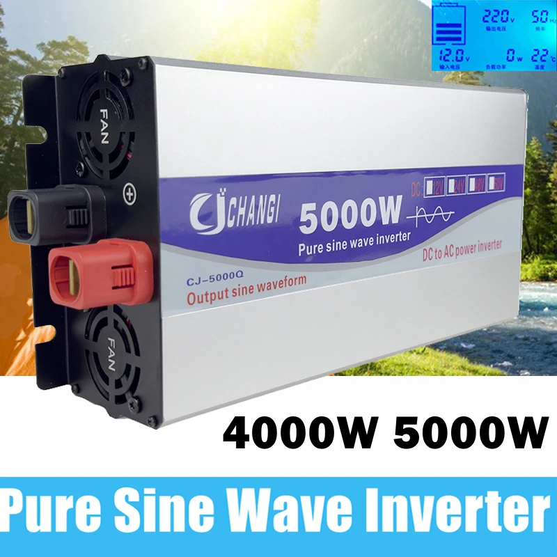 4000-5000W-Pure-Sine-Wave-Inverter-Power-DC12V-24V-To-AC220V-Voltage-50 ...