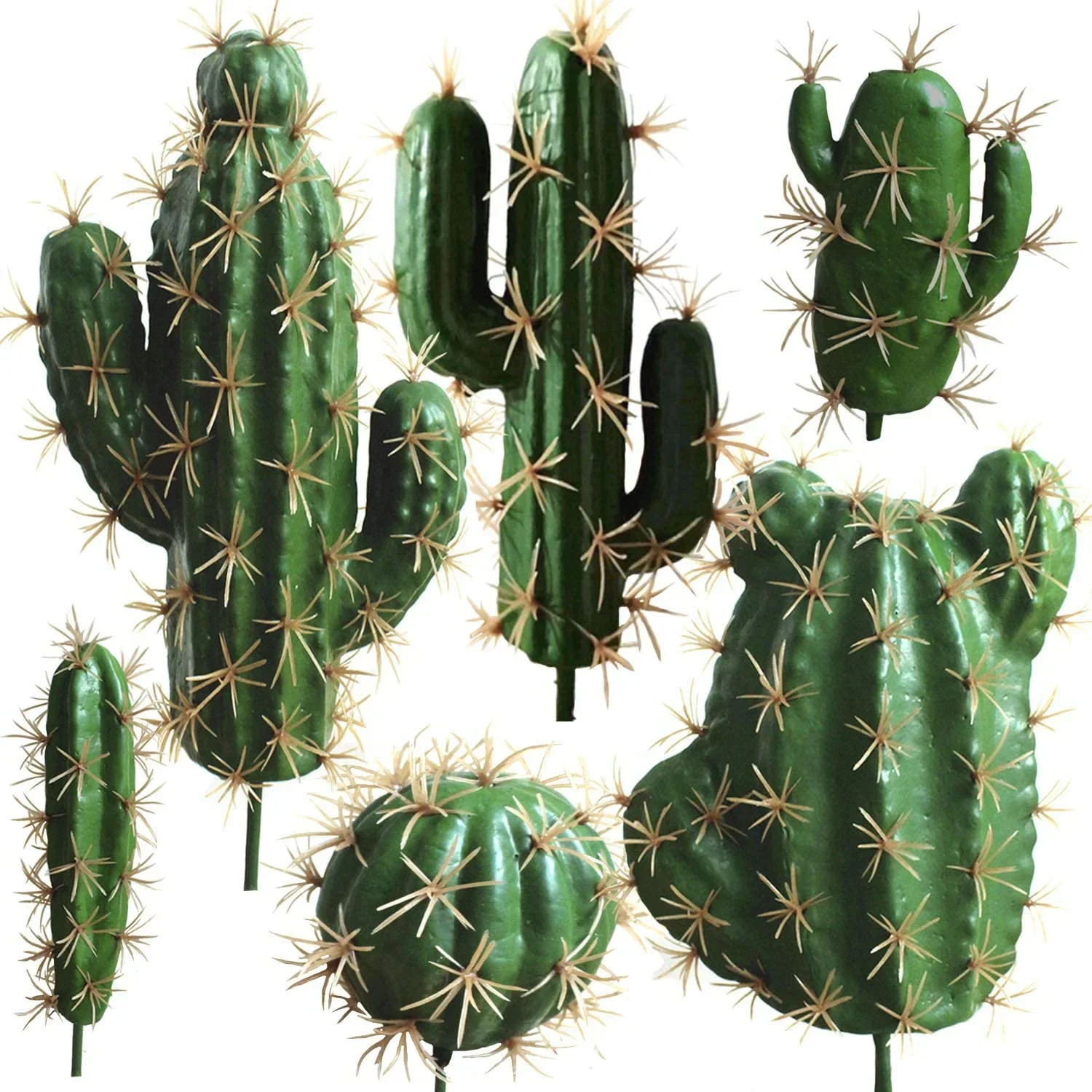 6pcs-Artificial-Cactus-Decor-Faux-Plant-Fake-Succulents-Plants-Unpotted ...