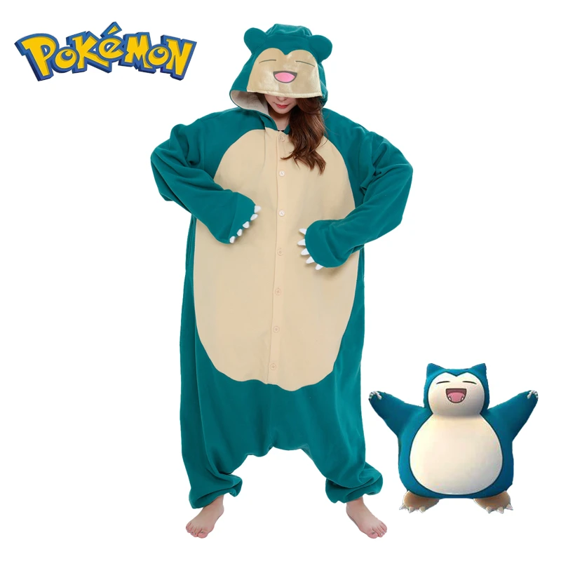 Pokemon Onesie Snorlax Cosplay Kostuum Kerst Pyjama Fleece Vrouwen Een ...