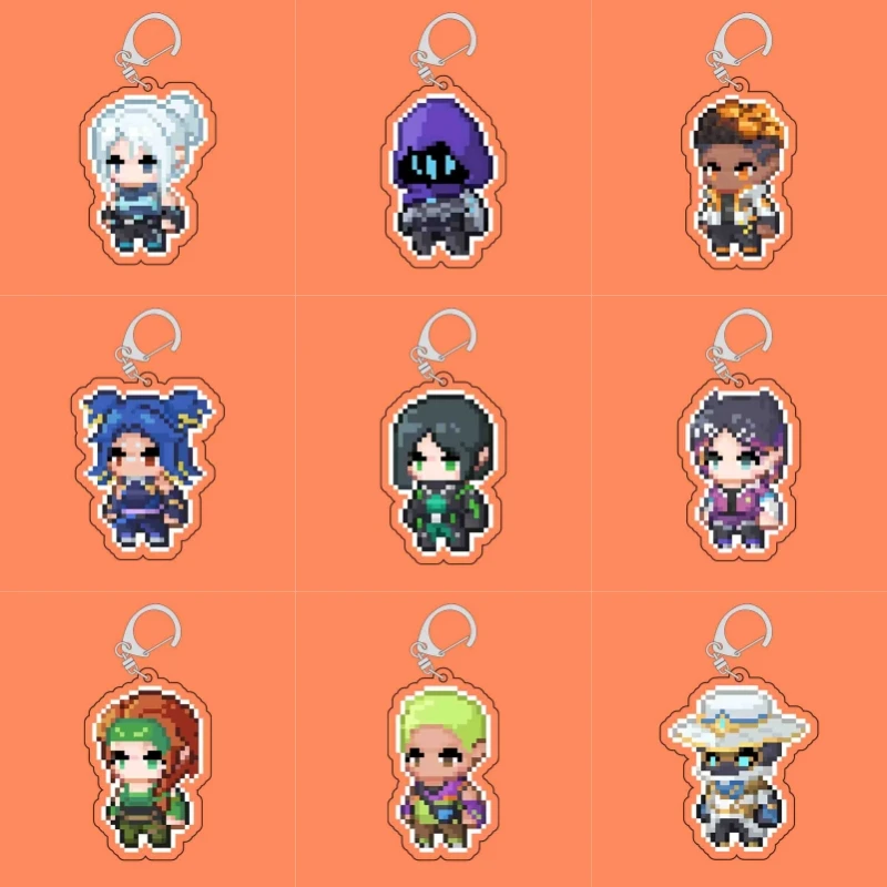 Game Valorant Acrylic figure Keychain Pixel Style Creative Exquisite ...
