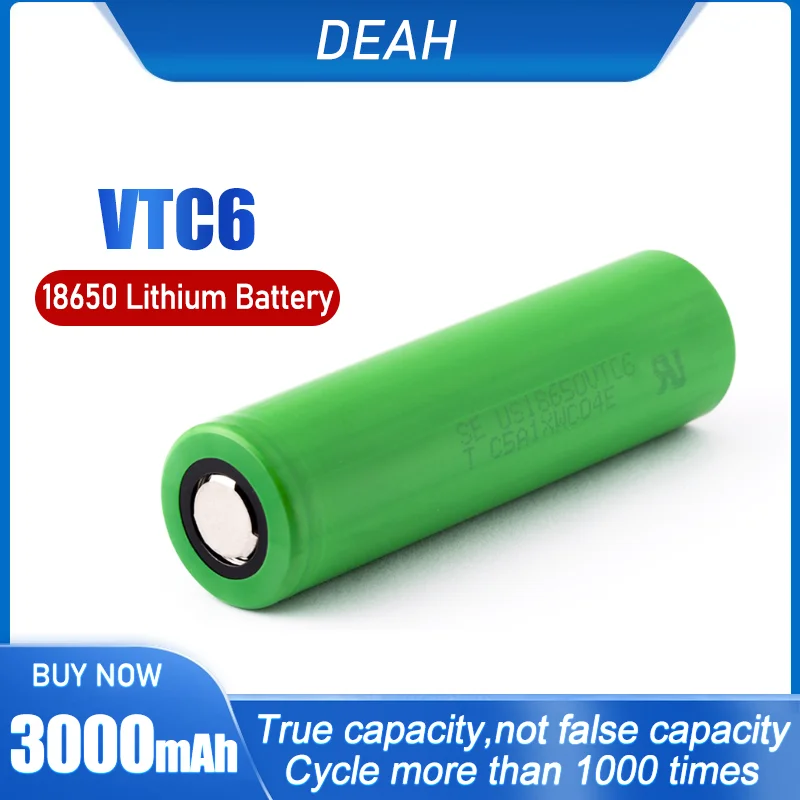 1PCS VTC6 18650 3000MAh 3.7V แบตเตอรี่ Li Ion สำหรับ Sony US18650VTC6ไฟ ...