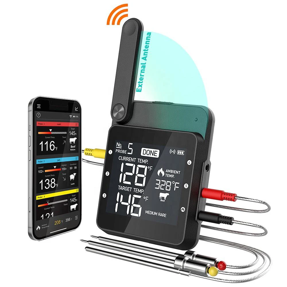 Food-Thermometer-Digital-Wifi-Smart-Rechargeable-Wireless-Remote-Meat ...