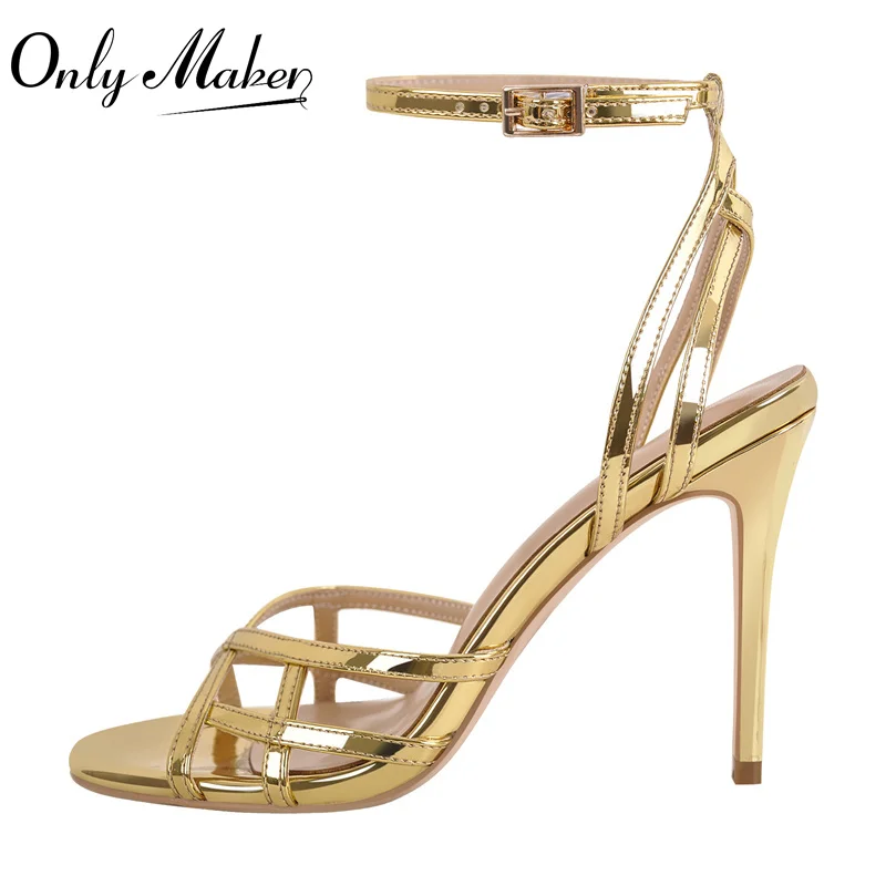 Onlymaker-Women-Gold-Peep-Toe-10-CM-Thin-High-Heels-Sandals-Ladies ...