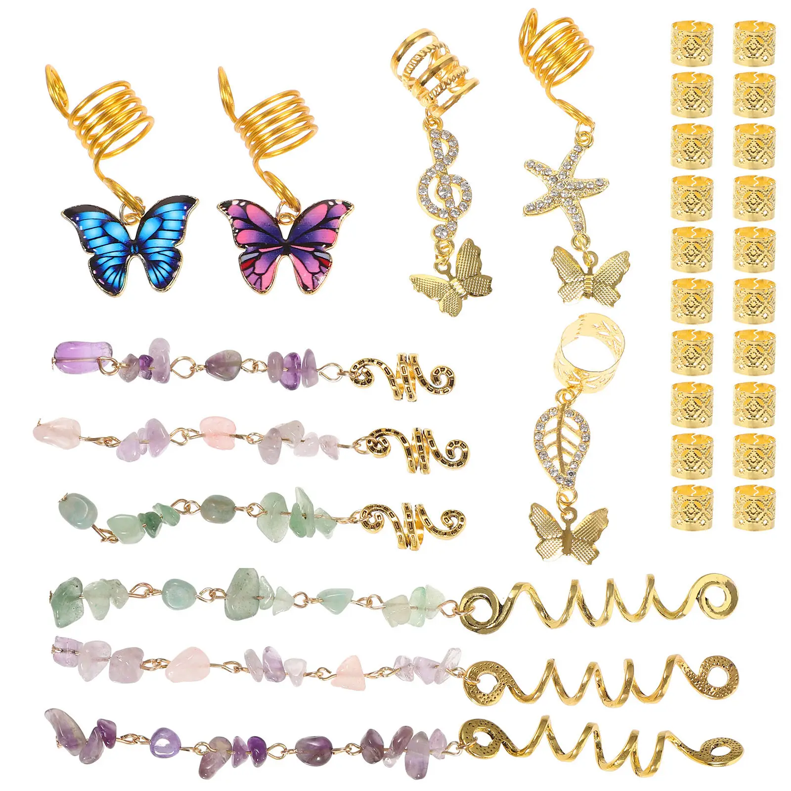 31Pcs Dreadlock Accessories for Women Braiding Hair Pendants Stone ...
