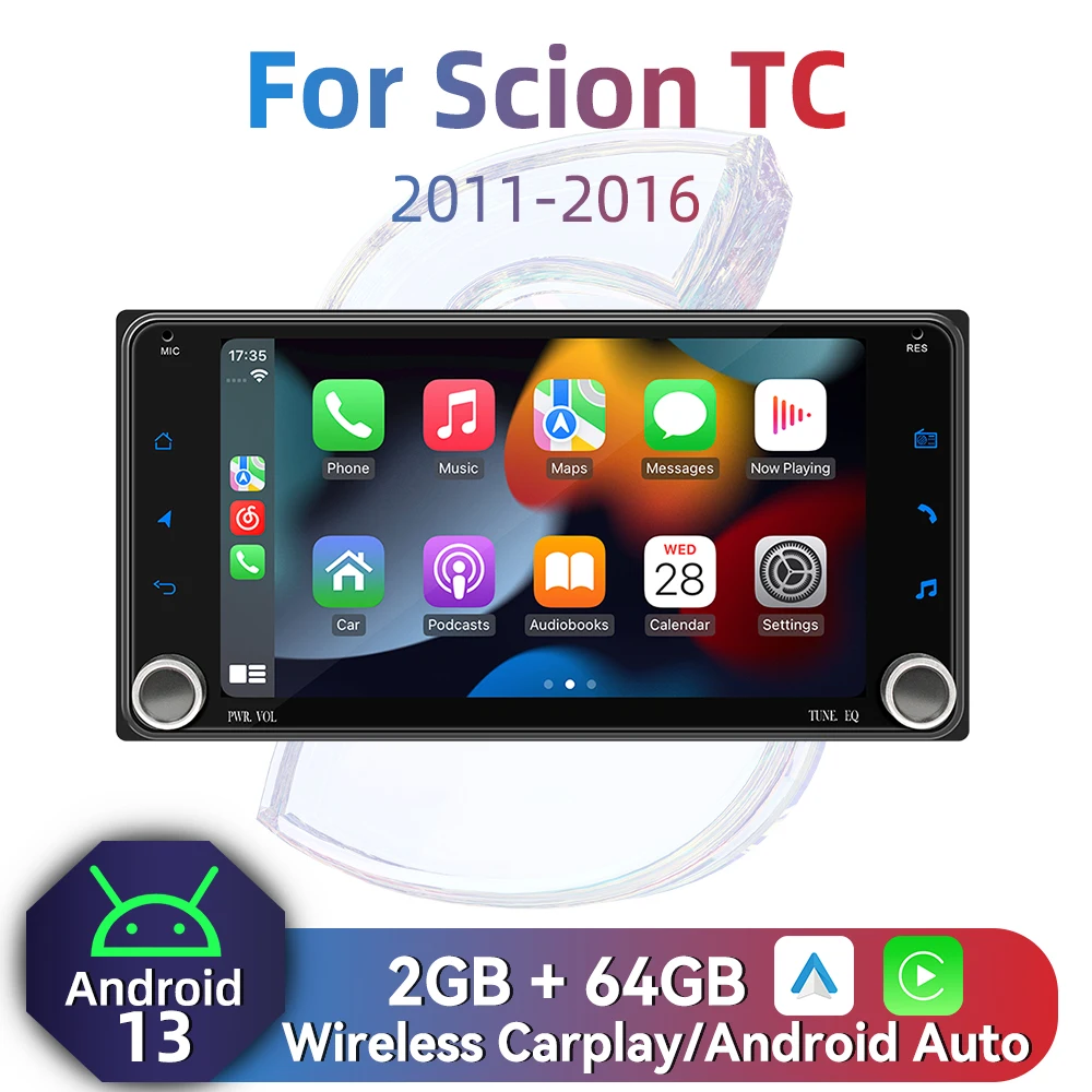 2 Din Android Radio Car Multimedia for Scion TC 2011-2016 7" Screen GPS ...