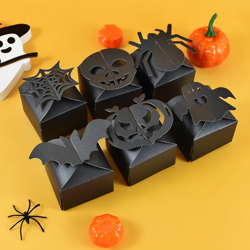 6/12Pcs Halloween Candy Box DIY Collapsible Spider Pumpkin Ghost Skull ...